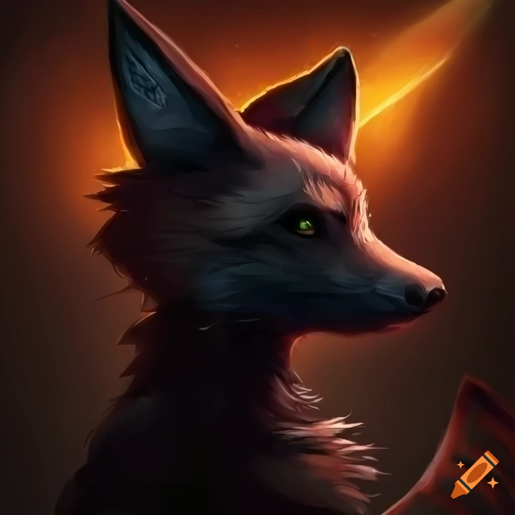 Anthropomorphic black fox in Stellaris art style on Craiyon