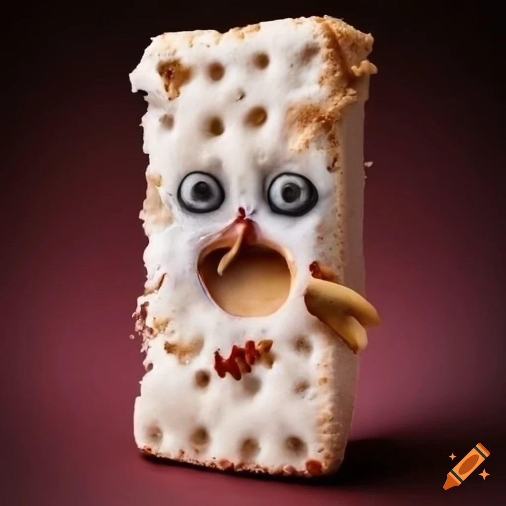 Albino graham cracker with a creepy face on Craiyon