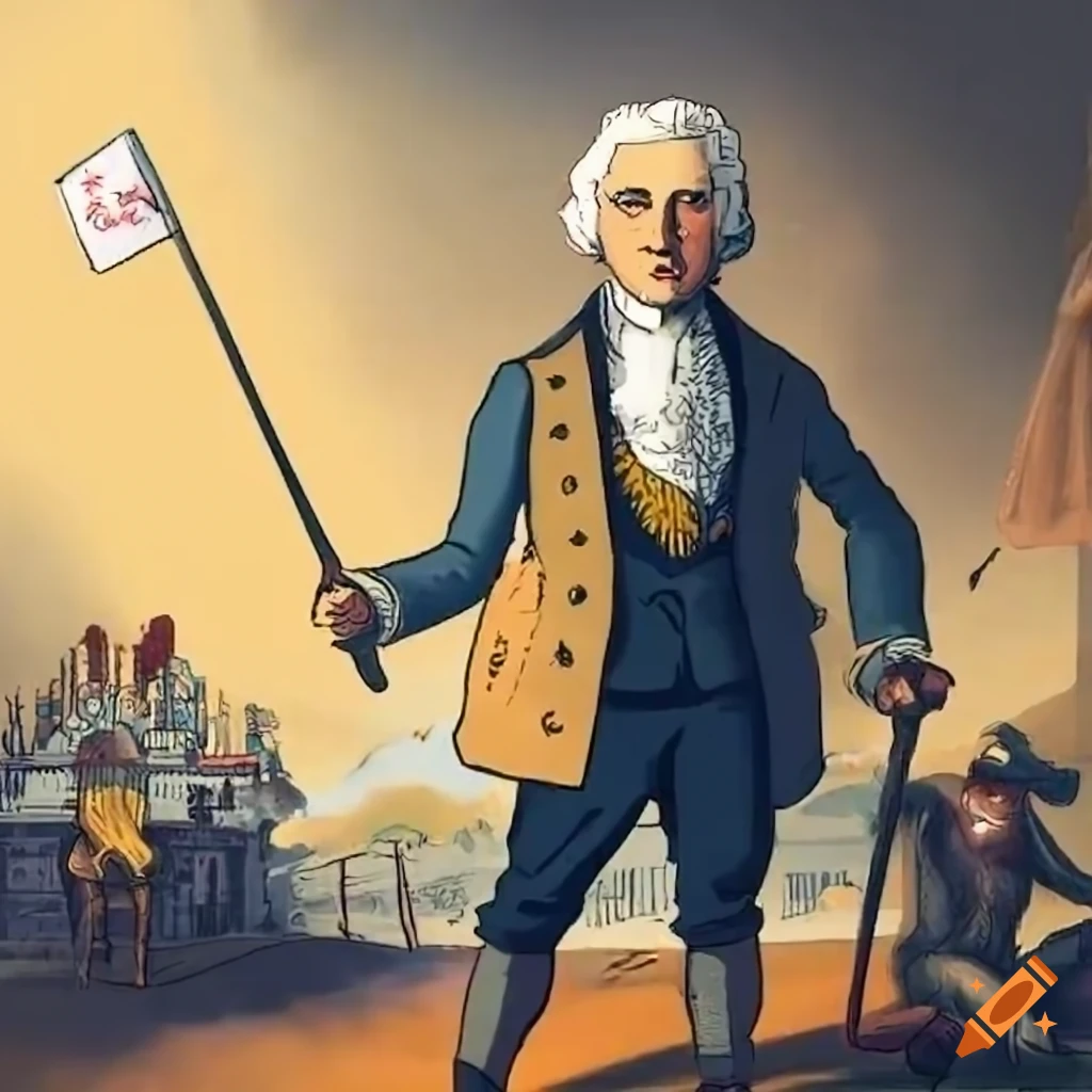 Founding of the united states storytelling in a cartoon style on Craiyon