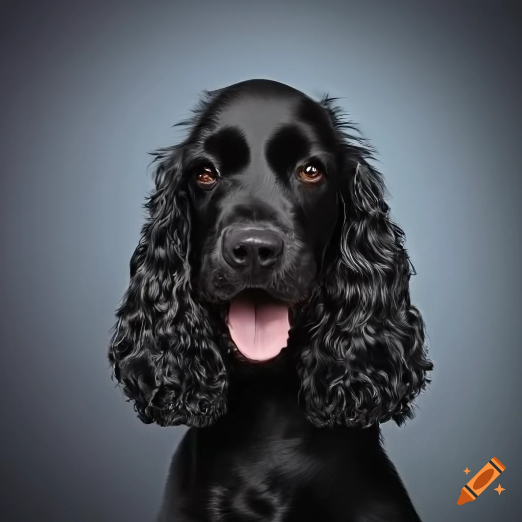 Black cocker spaniel on Craiyon