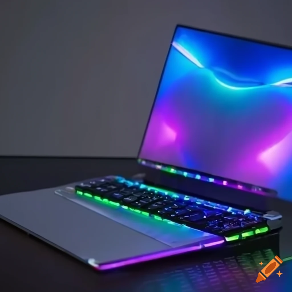 Modern laptop with rgb keyboard and windows 11 os on Craiyon