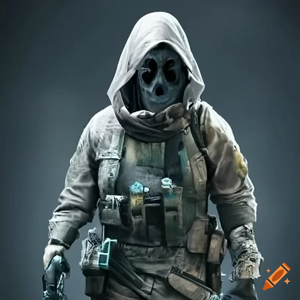 Sanitation worker in ghost costume inspired by call of duty game on Craiyon