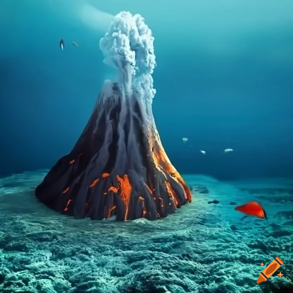 Underwater volcano eruption on Craiyon