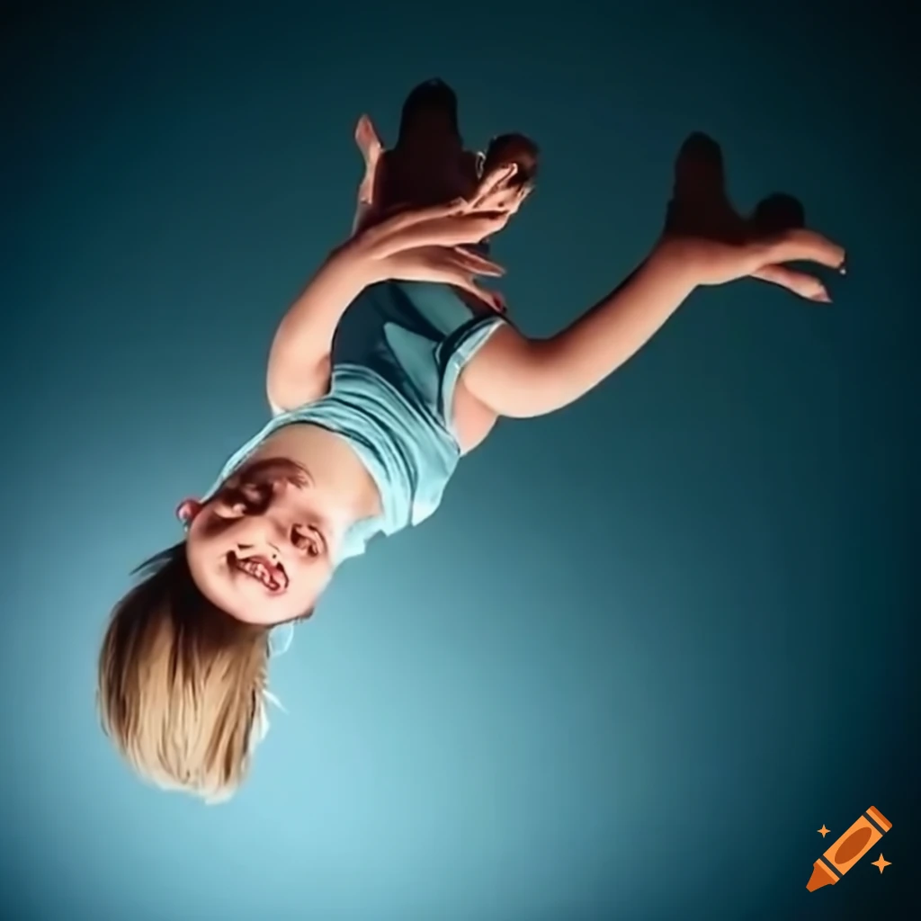 Child hanging upside down from the ceiling on Craiyon