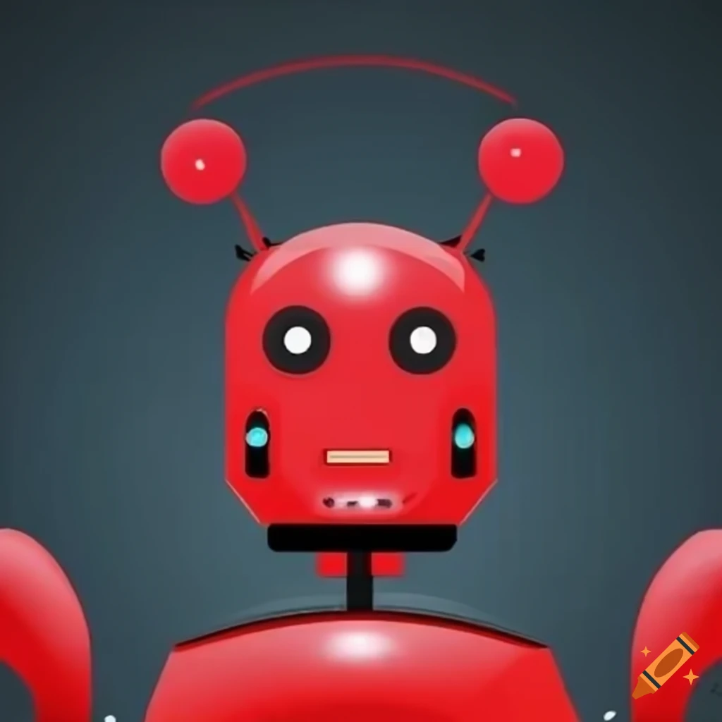 Red happy ai robot image for a logo on Craiyon