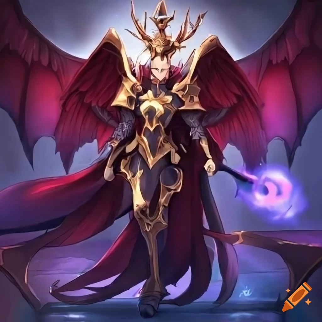 Anime character with bat wings, demon horns, and powerful accessories ...