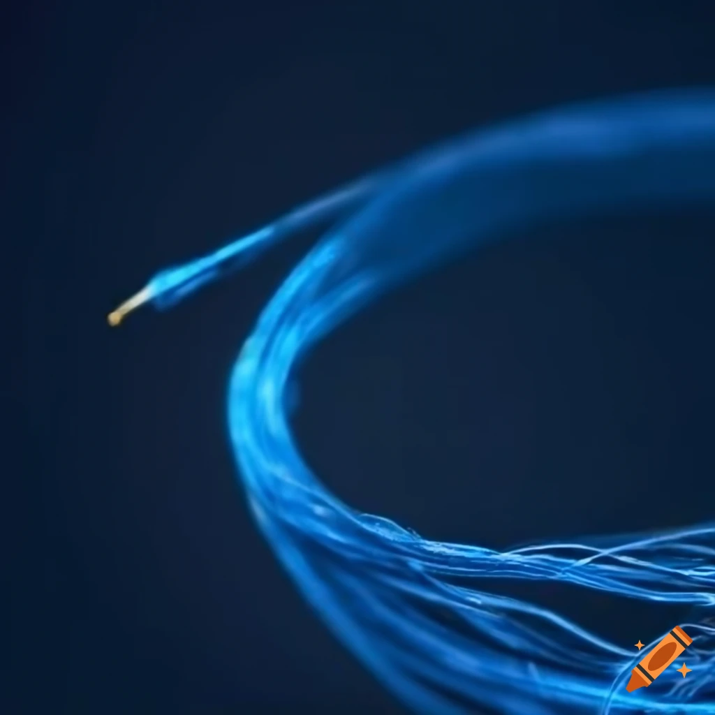 Fiber optic fibers on dark blue background on Craiyon