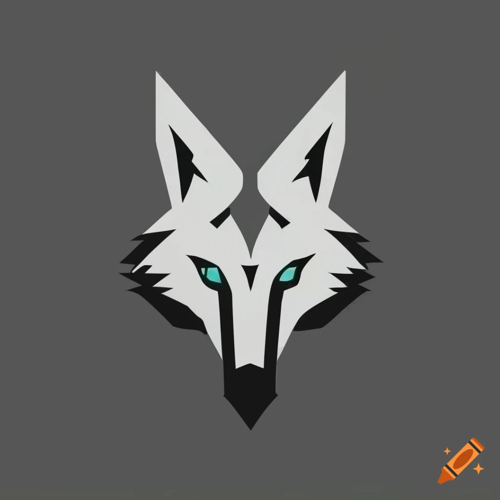Symmetrical minimalist coyote head logo design in vector style on Craiyon