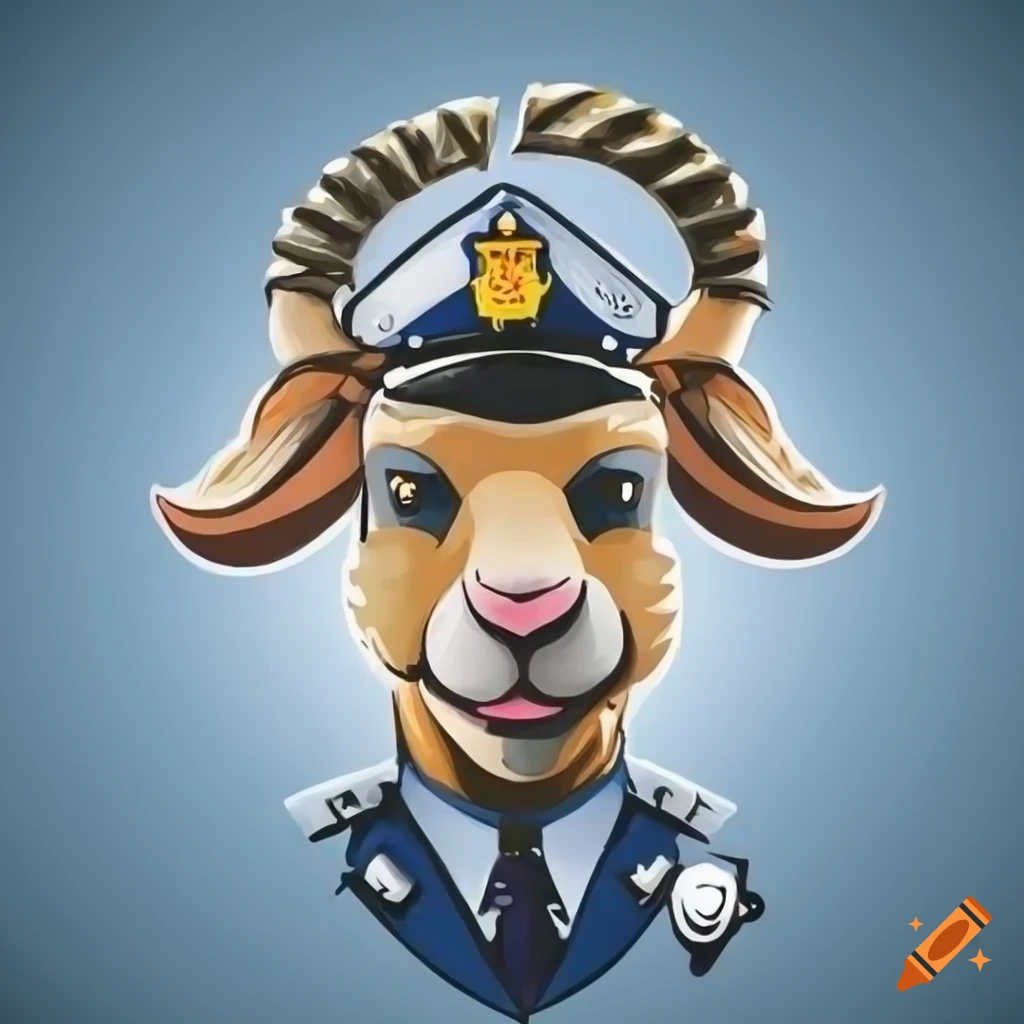 Cartoon goat police officer logo on Craiyon