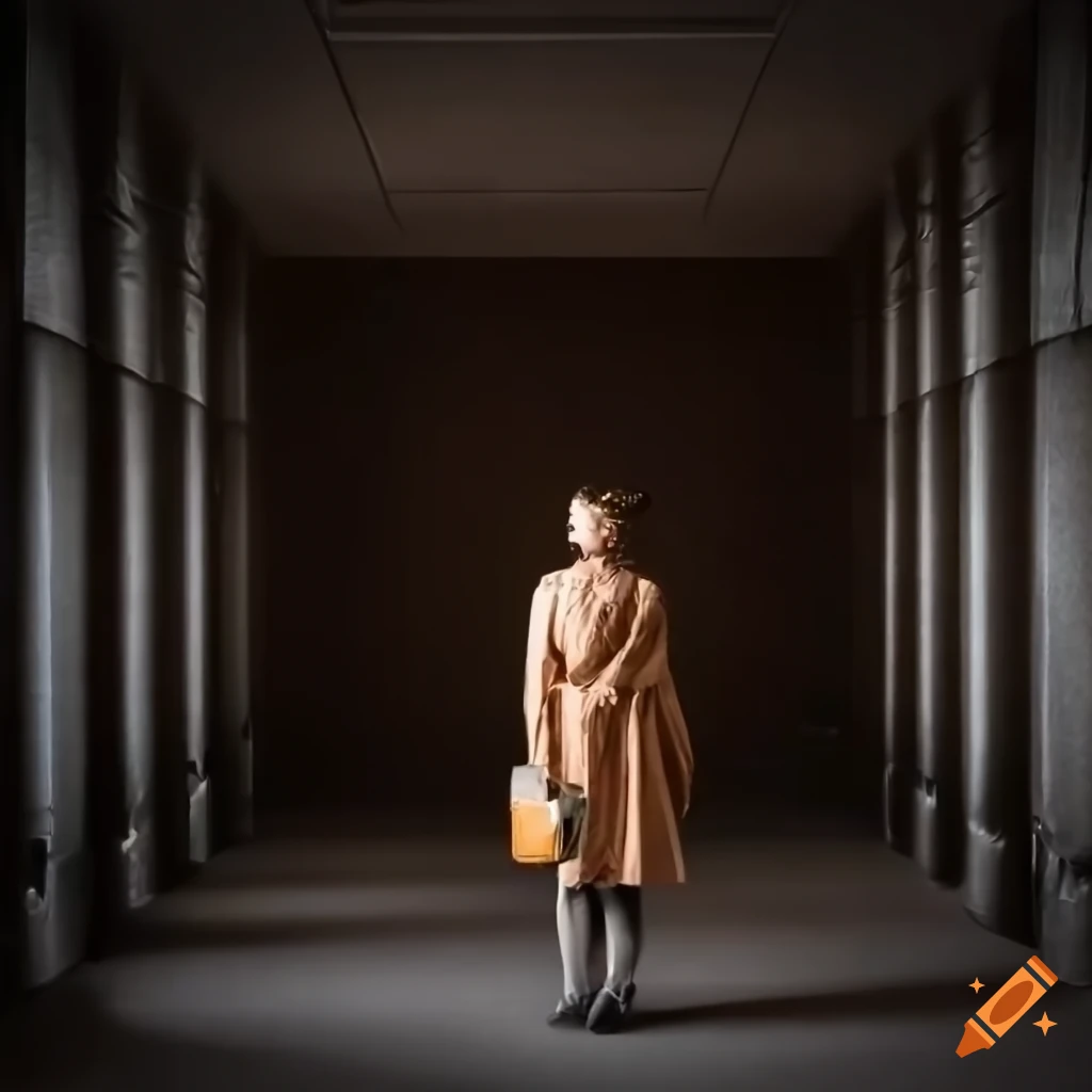 Person standing nervously in front of a conference room with a suitcase ...
