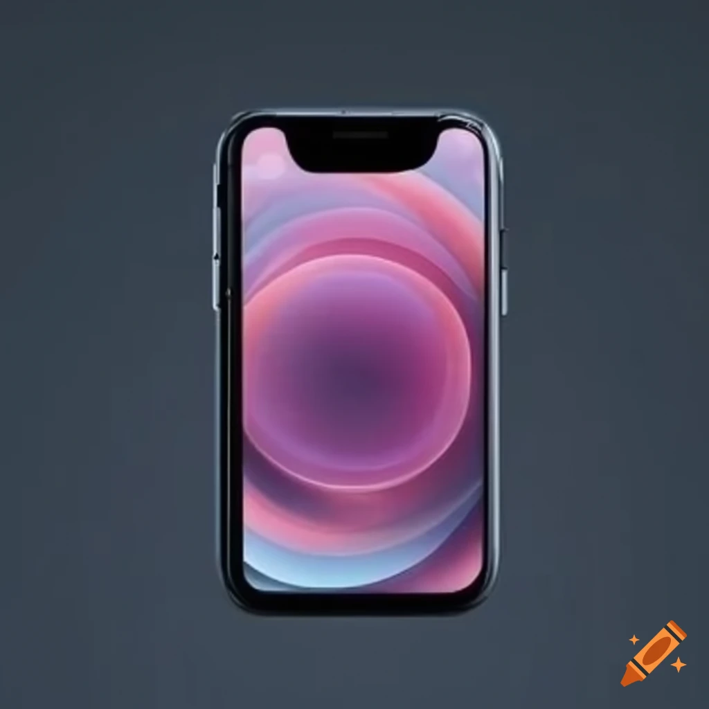 Frontal close-up of an iphone-type phone with a transparent background ...