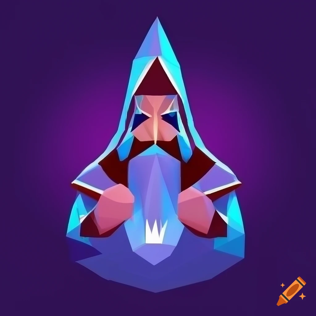Wizard game icon in low poly fantasy style on Craiyon