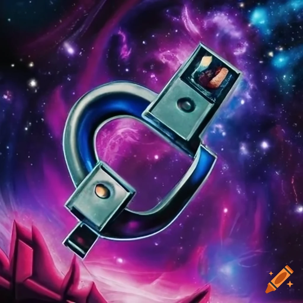 Yugioh art card of a magnet attracting metal in space on Craiyon