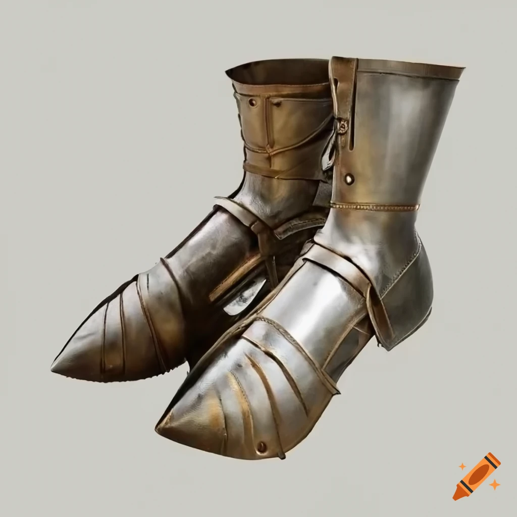 Medieval armor shoes viewed from the side on Craiyon