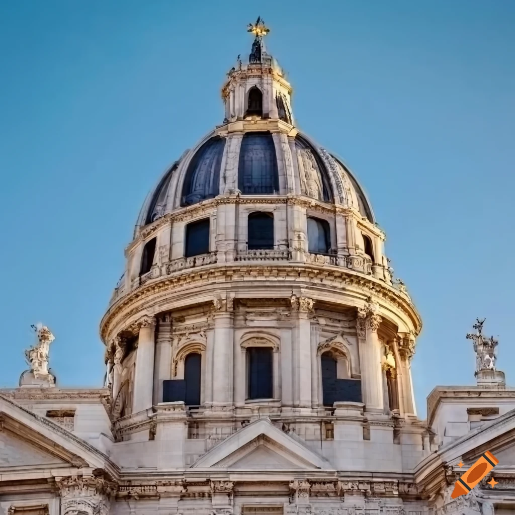 Neoclassical cathedral in Madrid with granite architecture and towers ...