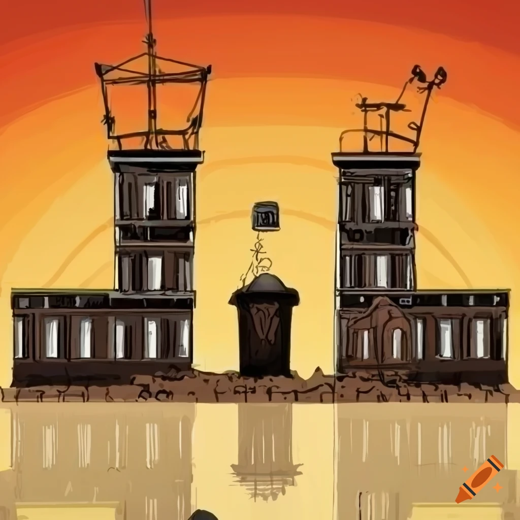 Prison building illustration on Craiyon