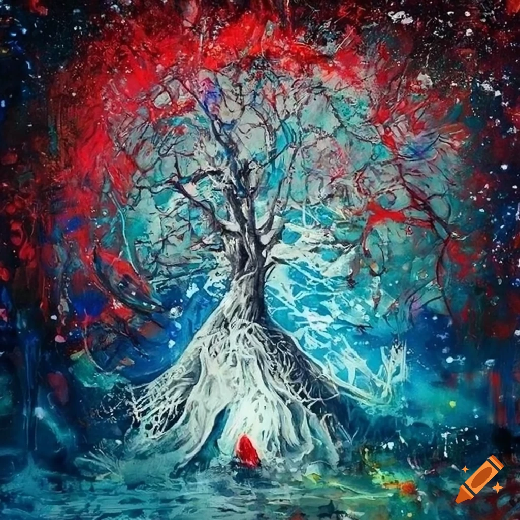 Galaxy depicted in a tree of life by various artists, highly detailed ...