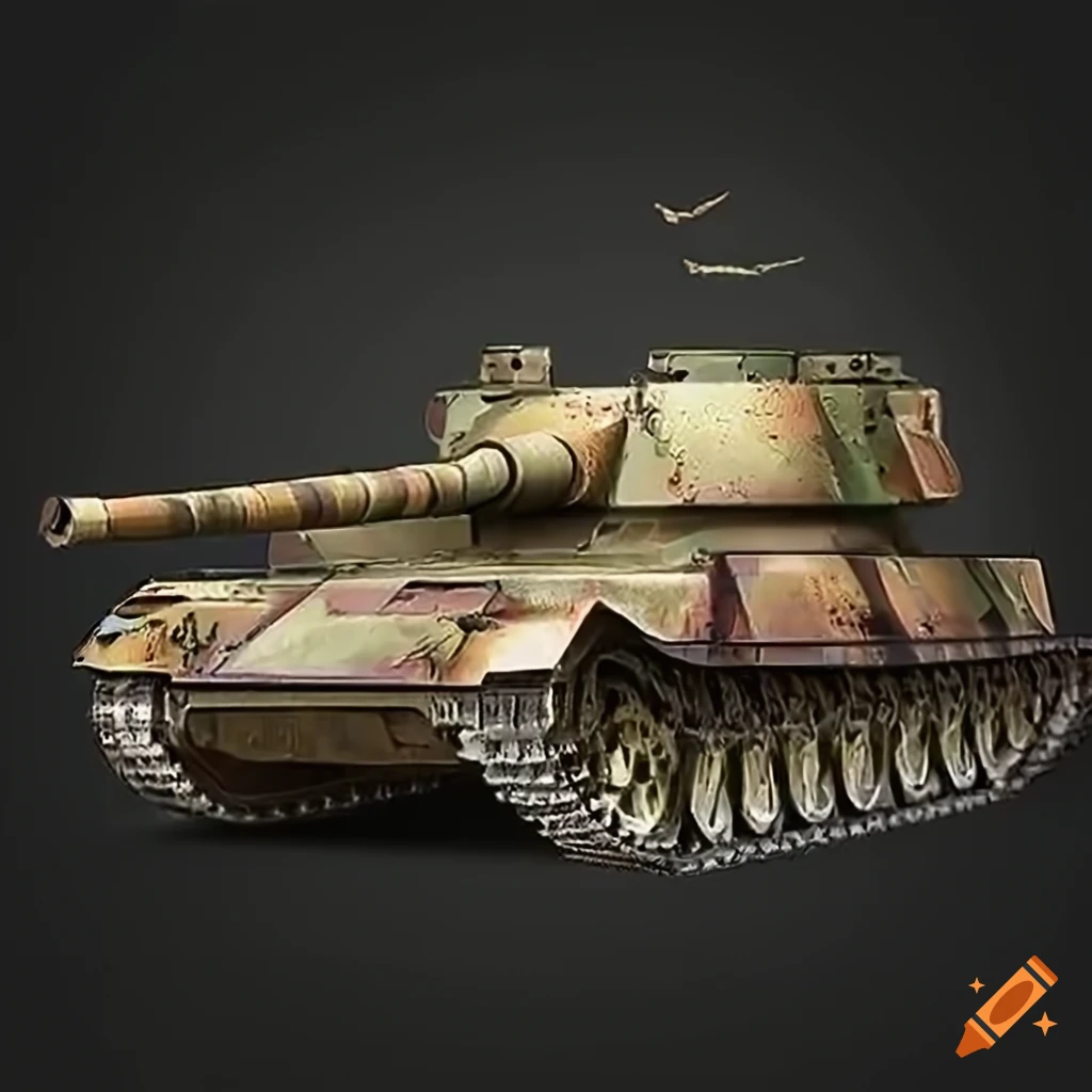 Realistic tiger 2 tank with transparent background on Craiyon