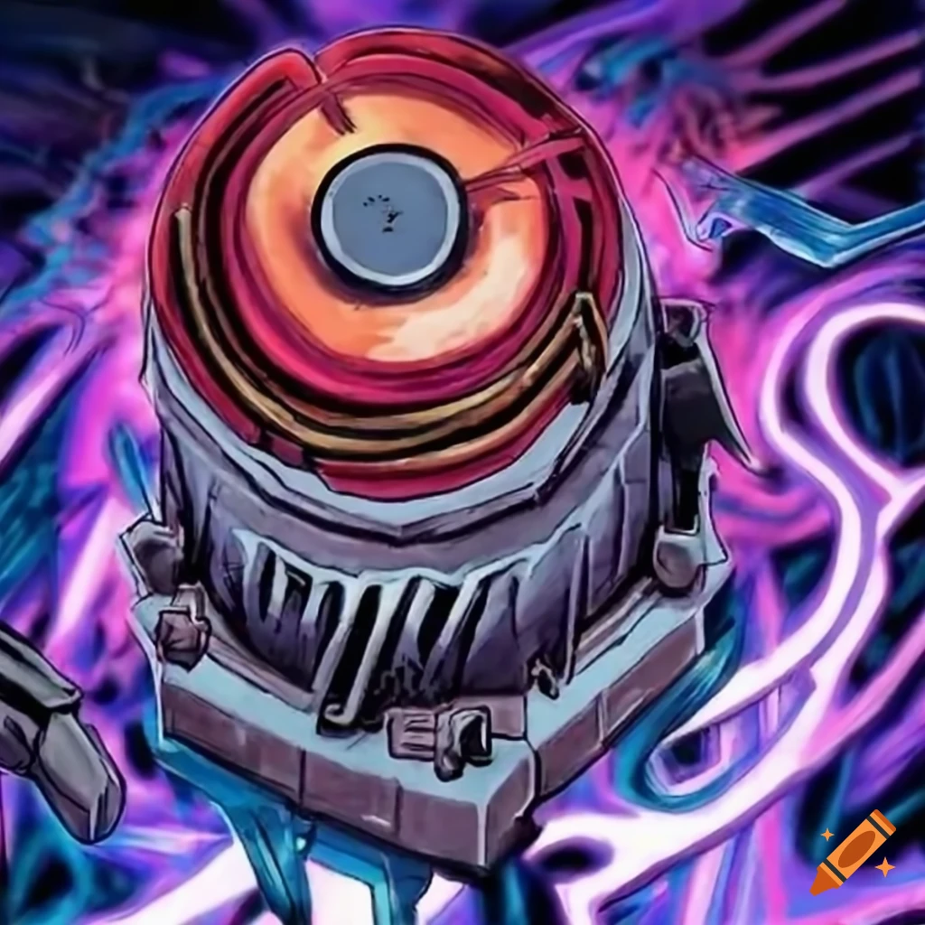 YUGIOH art card featuring a motor with numerous cables on Craiyon