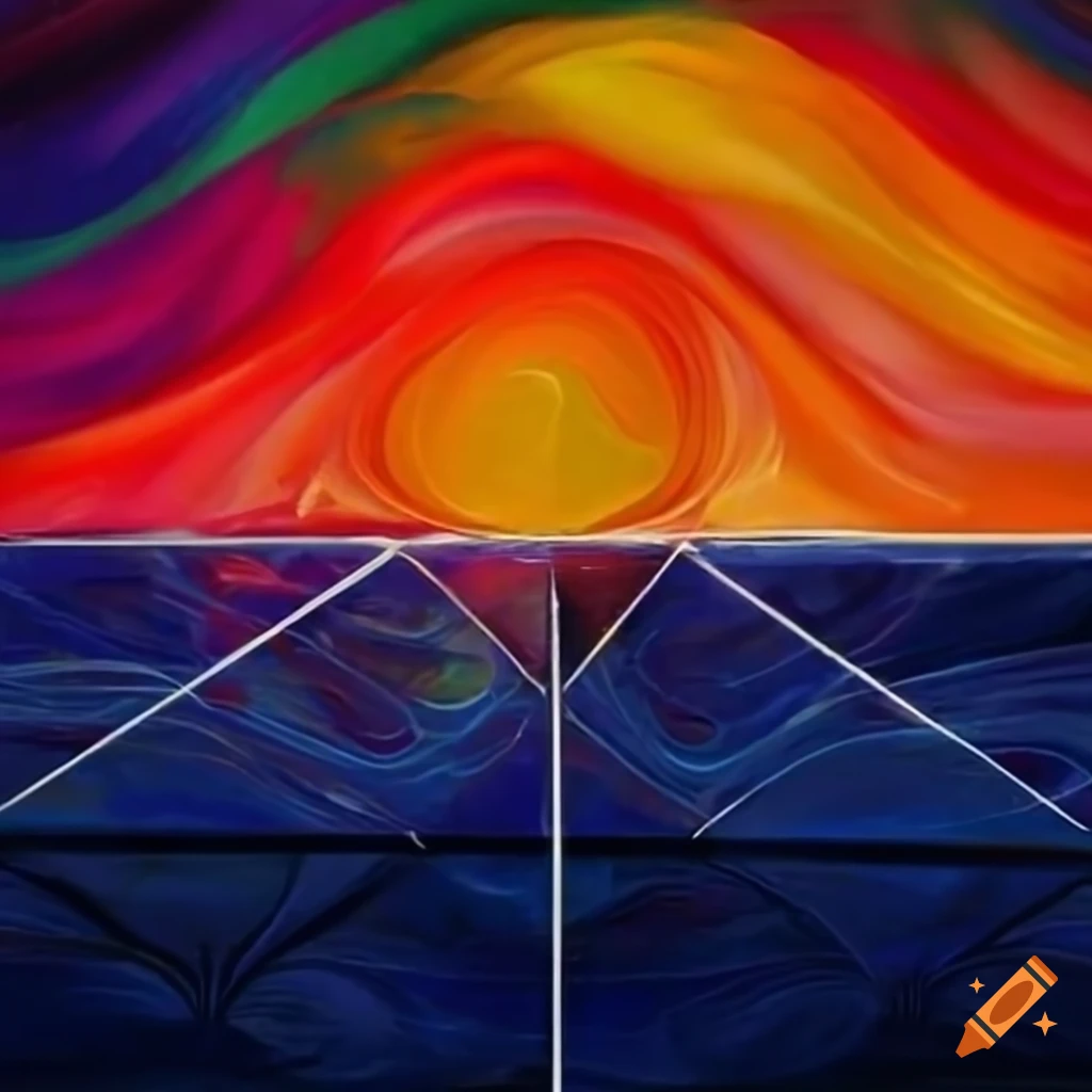 Abstract painting of dancing solar panels on Craiyon