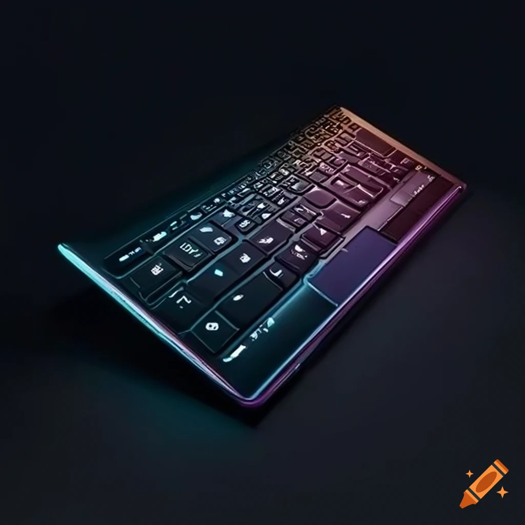 Asus laptop with sleek illuminated touchpad and keyboard on Craiyon