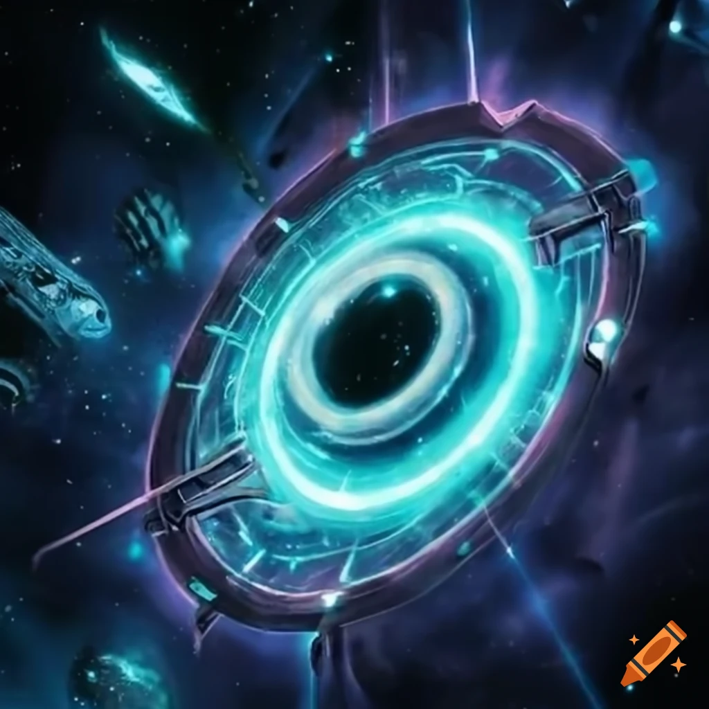 Yugioh art card featuring a technological space ring on Craiyon