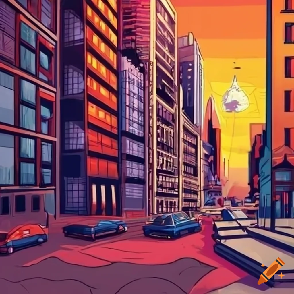 City landscape with a spiderman comic style twist on Craiyon