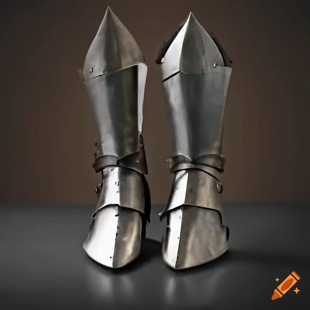 Side view of medieval armor shoes on Craiyon