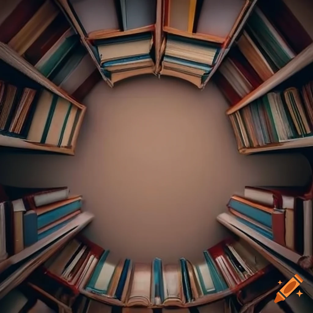 Top view of a shelf with rounded-top books on Craiyon