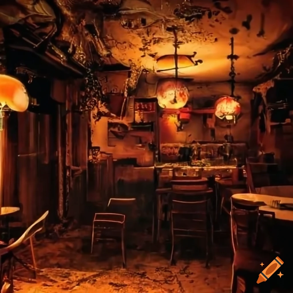 Dirty restaurant interior on Craiyon