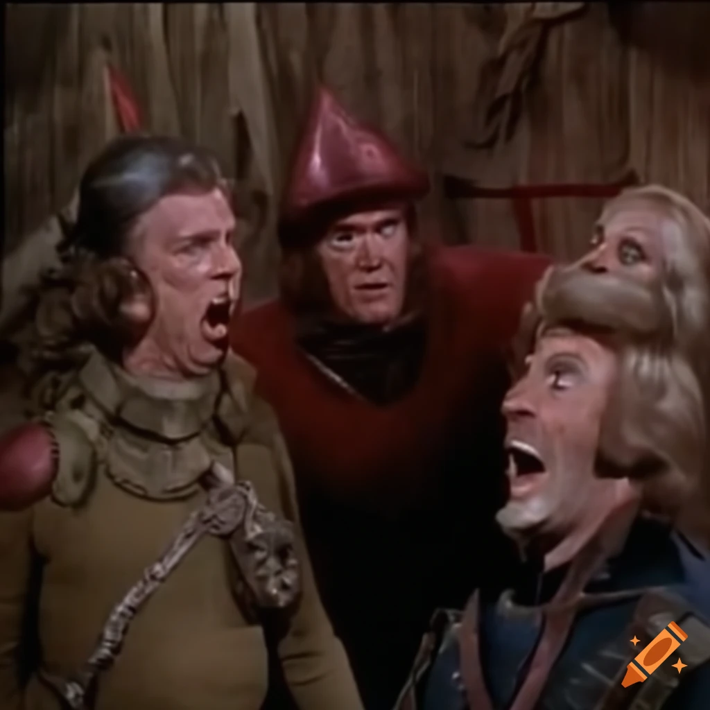 1970s Monty Python Scene With Classic Movie And Tv References On Craiyon