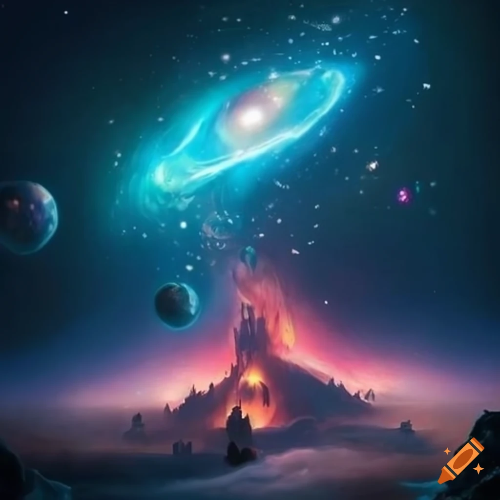 Artwork of a fantastical parallel universe scene on Craiyon