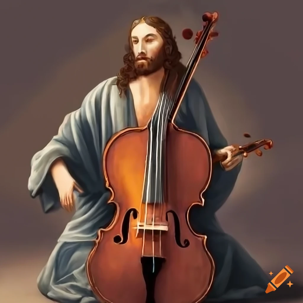 Jesus playing cello on Craiyon