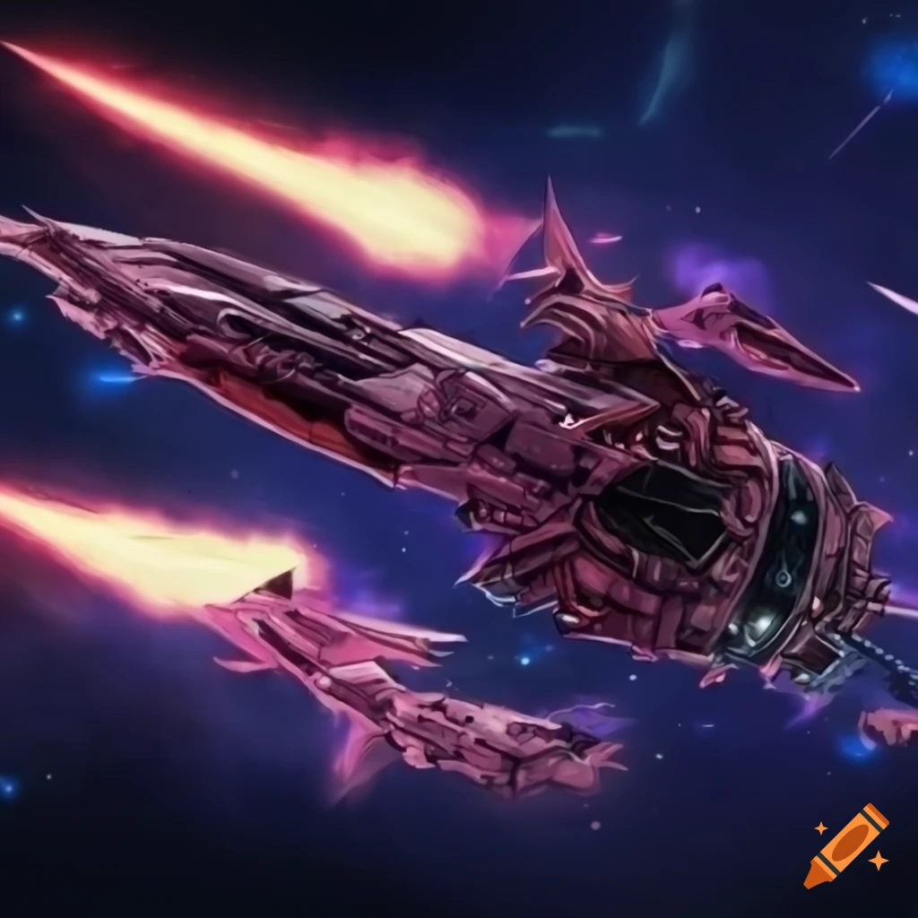 Yugioh art depicting a space fleet on Craiyon