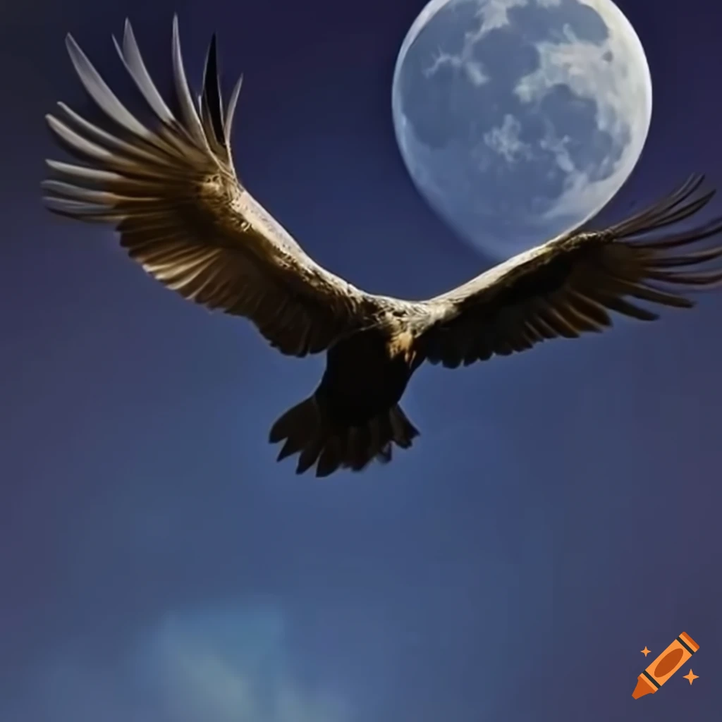 Raven flying across the moon on Craiyon