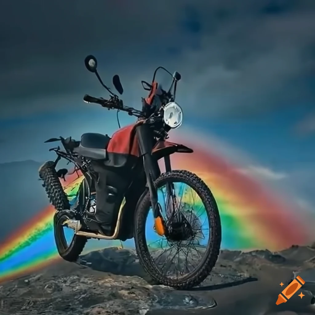 Himalayan bike in a rainbow climate surrounded by nature on Craiyon