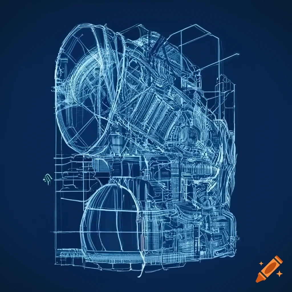 Detailed engineering blueprint of a spider with x-ray and scifi ...