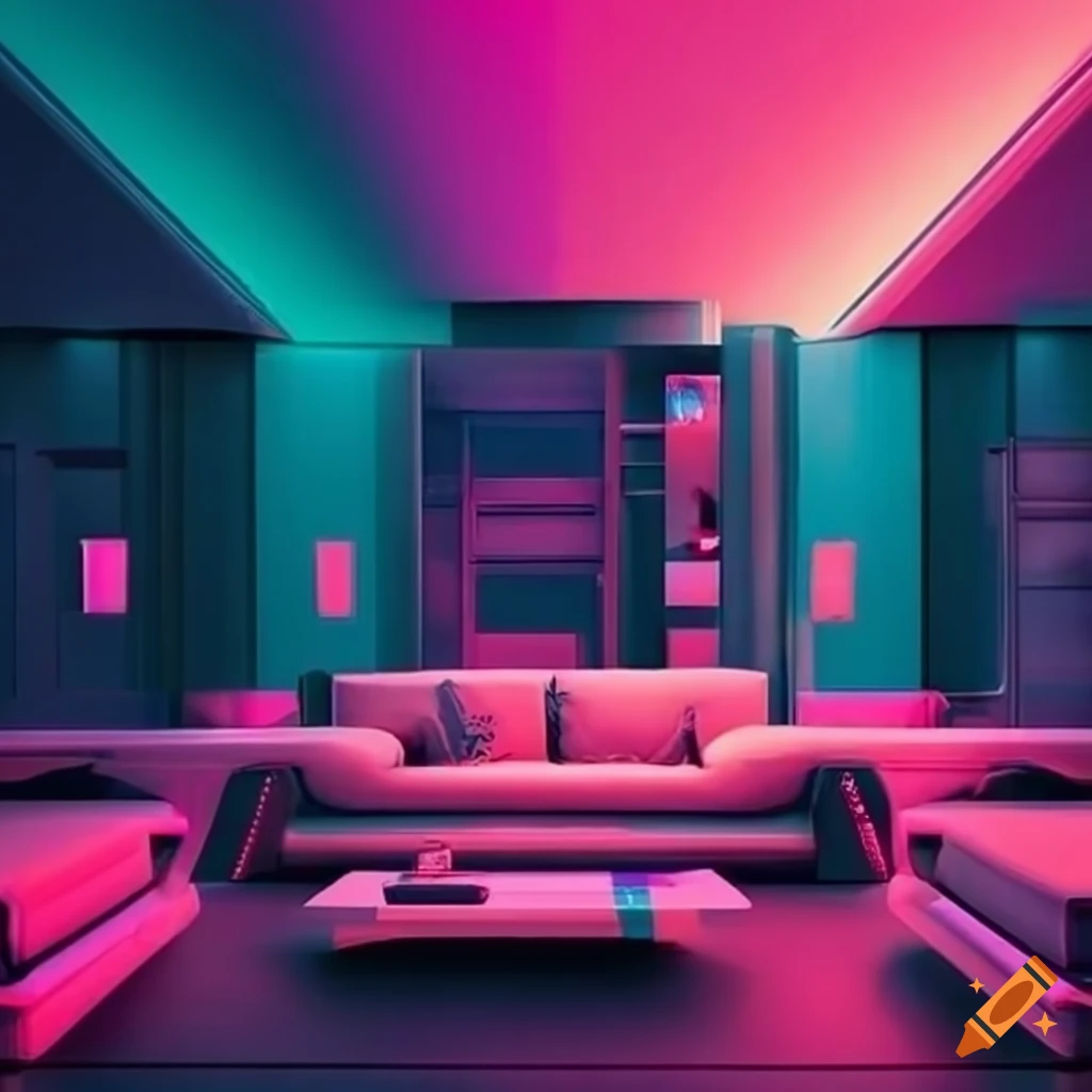 Chillwave style interior design on Craiyon