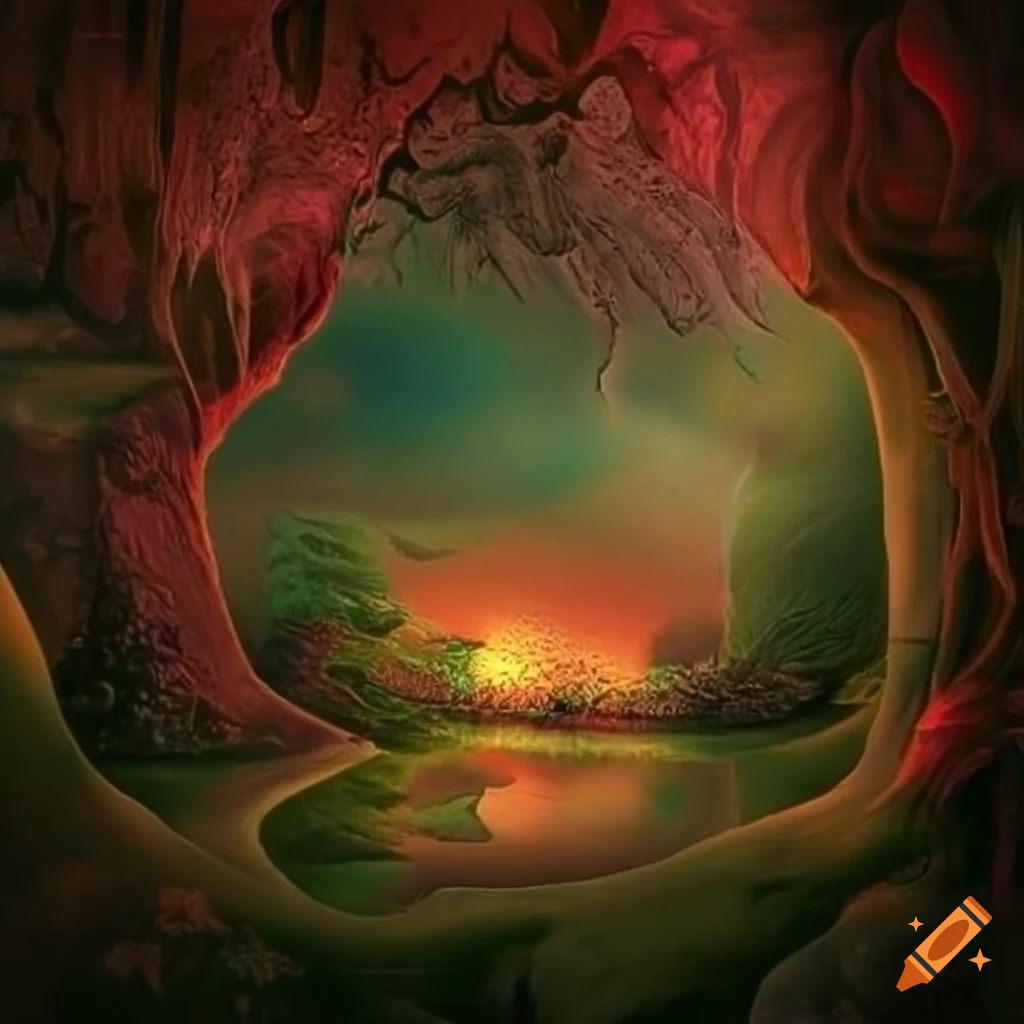 Nature angel in a trippy and realistic weirdcore setting on Craiyon