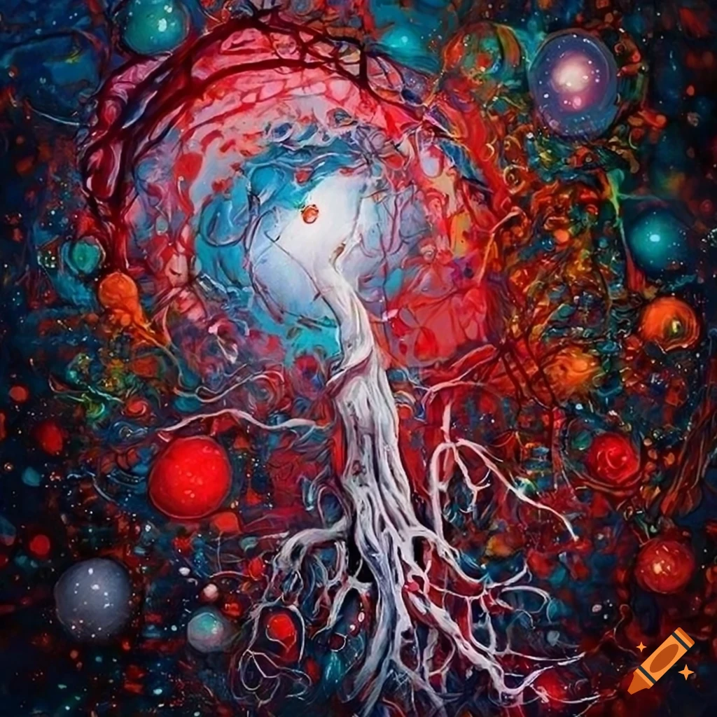 Galaxy tree painting by various artists with high detail on Craiyon