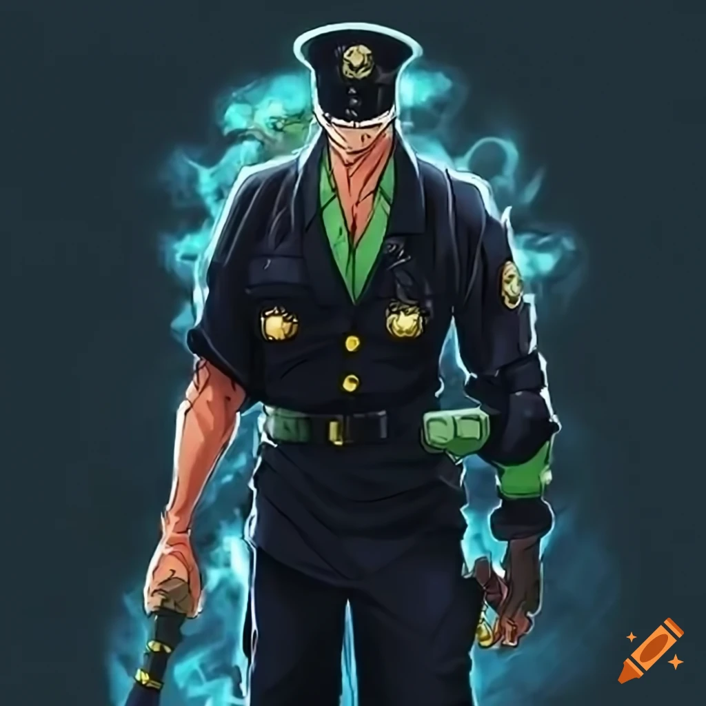 Anime character zoro in a stylish cop suit on Craiyon