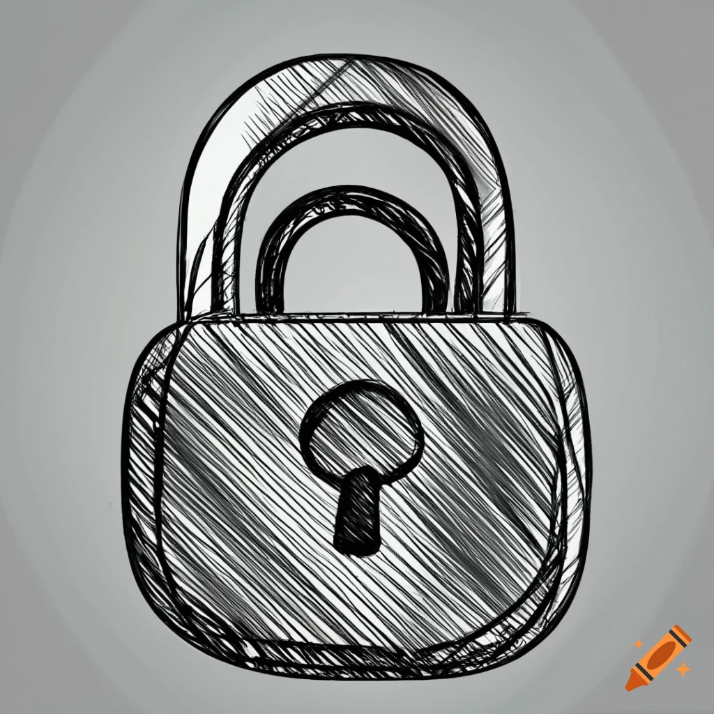 Hand-drawn lock symbol scribble on Craiyon