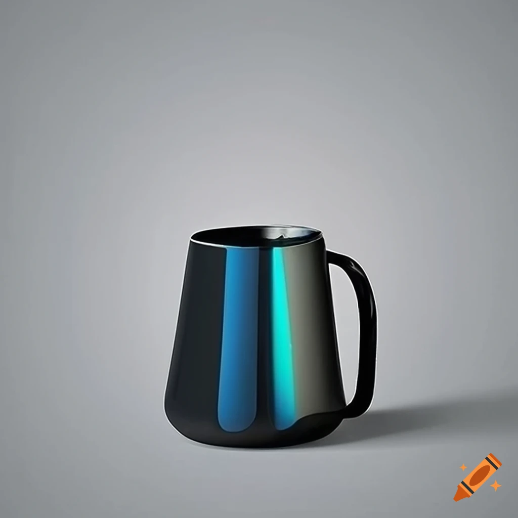 Futuristic minimalist mug with metallic finish and clean white design ...