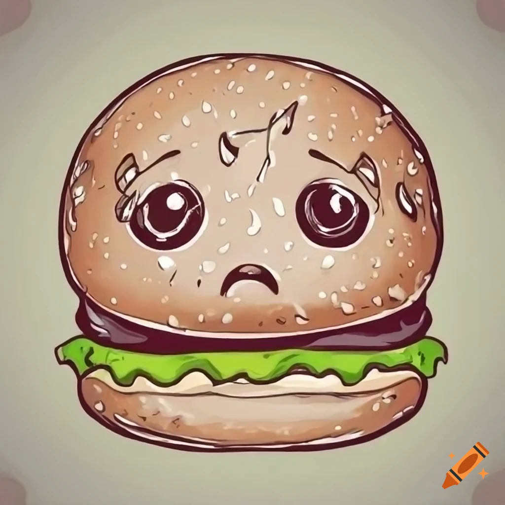 Sad cheeseburger illustration on Craiyon