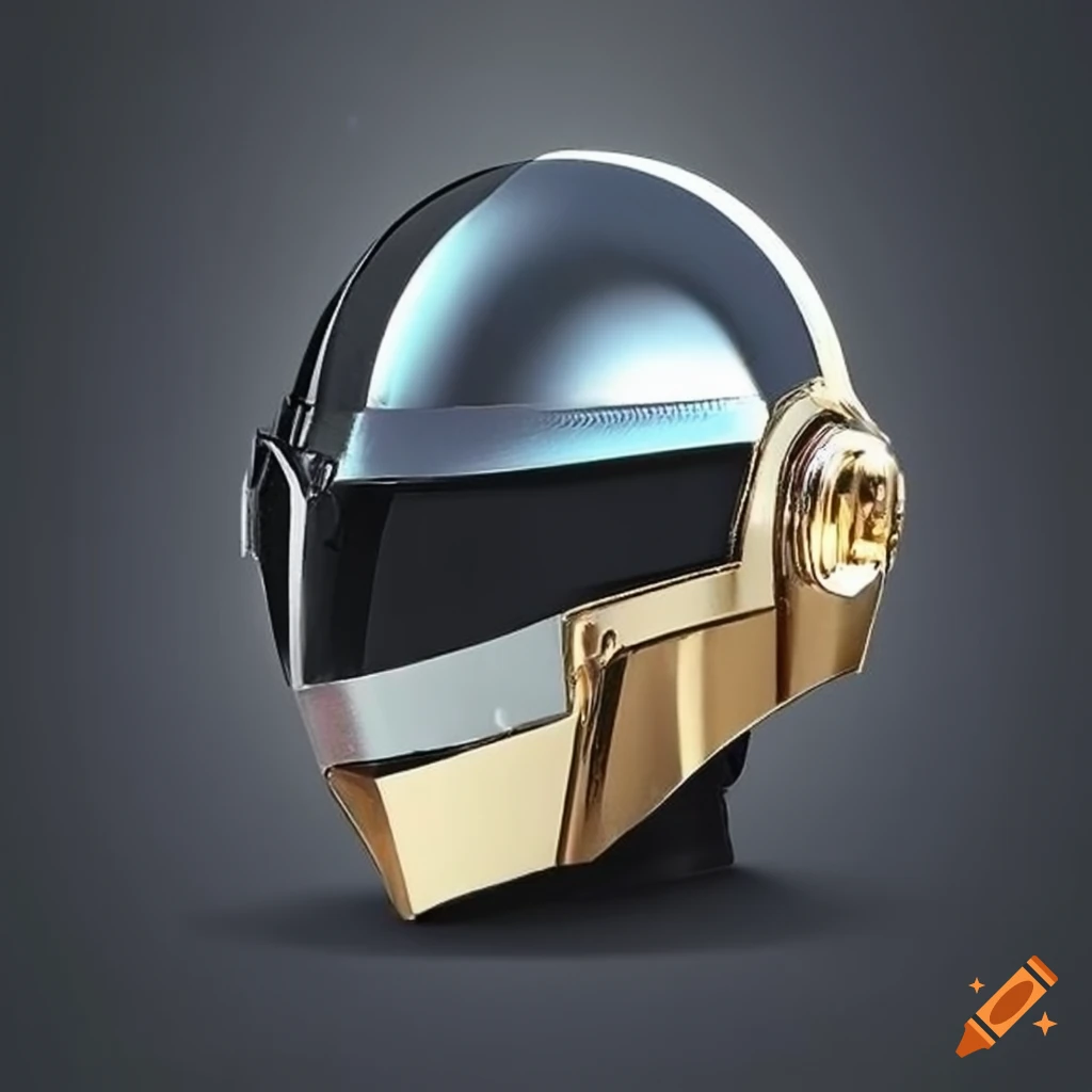 Futuristic silver Daft Punk helmet with a new style twist on Craiyon