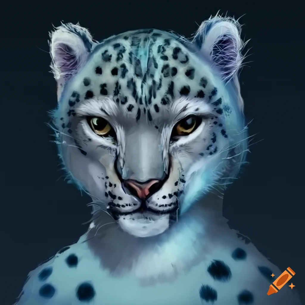 Anthropomorphic snow leopard in Stellaris art style on Craiyon