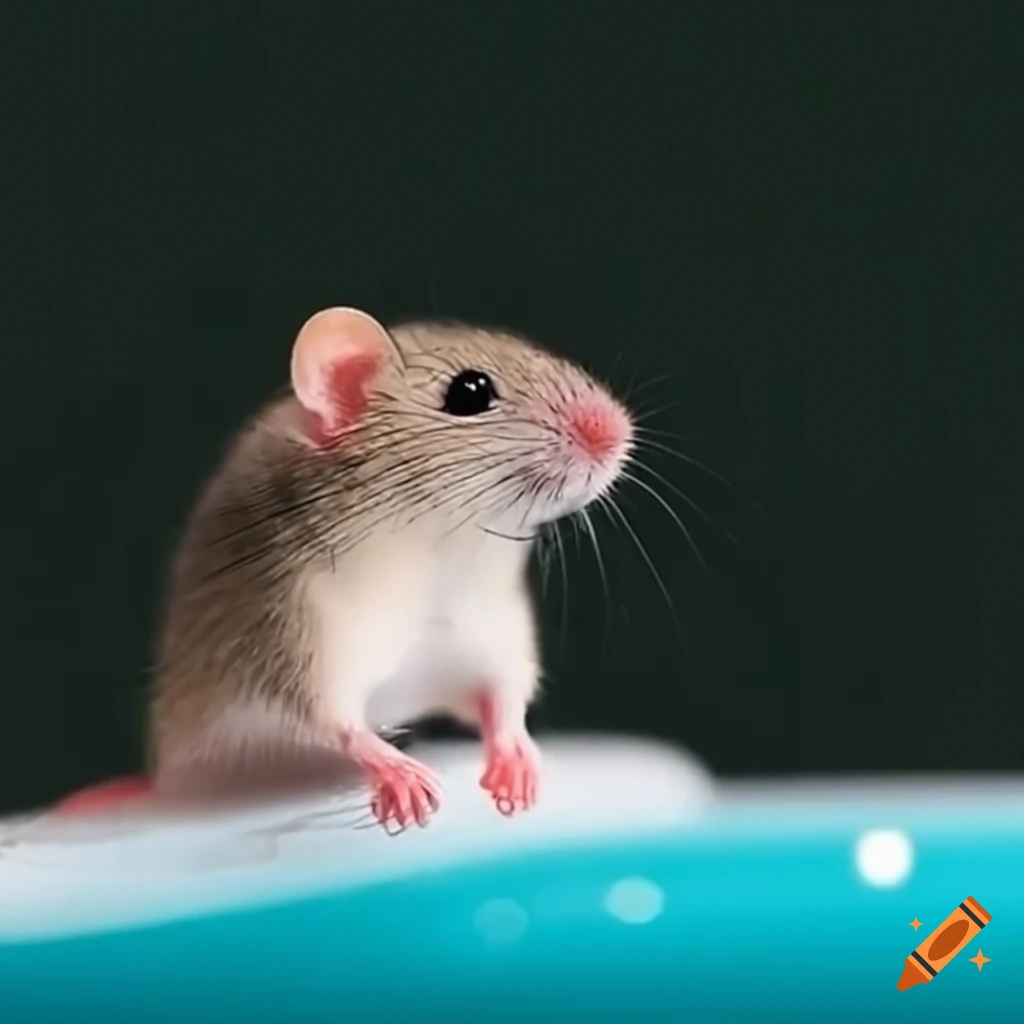 Tiny mouse taking a bath with a tiny sponge on Craiyon