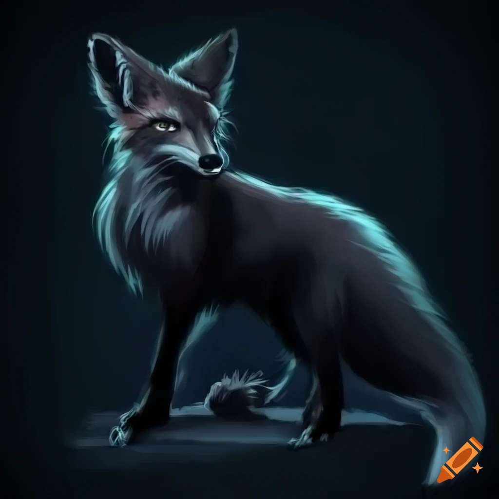 Anthropomorphic black fox in Stellaris style on Craiyon