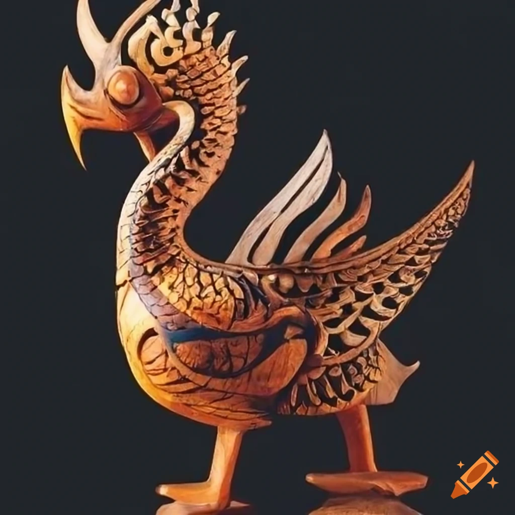 Wooden sculpture of sarimanok, a mythical bird from filipino culture on ...
