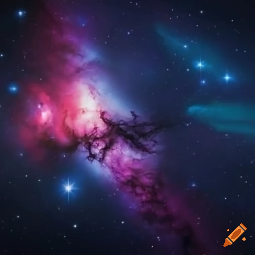 Space with starlight galaxy and aurora in a dark ambiance on Craiyon